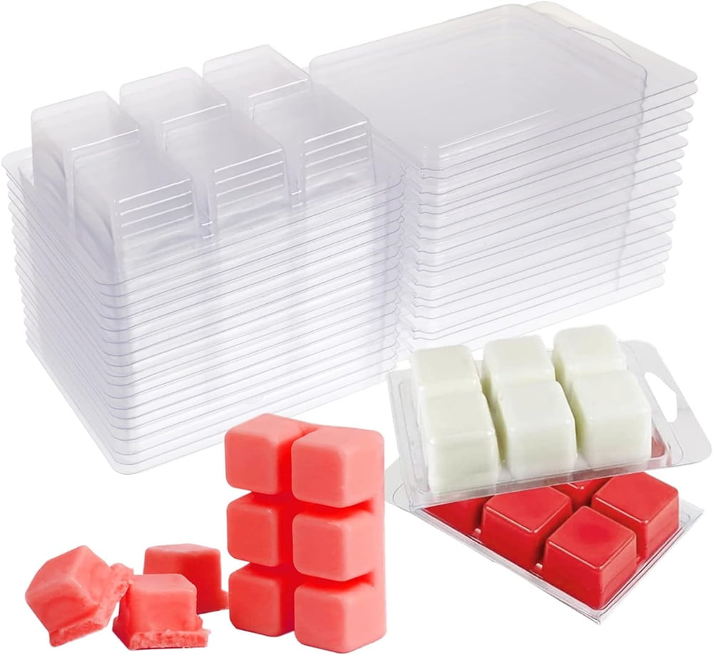 NOGIS 20 Packs Wax Melt Clamshells Molds,Wax Melt Containers,6 Cavity ...