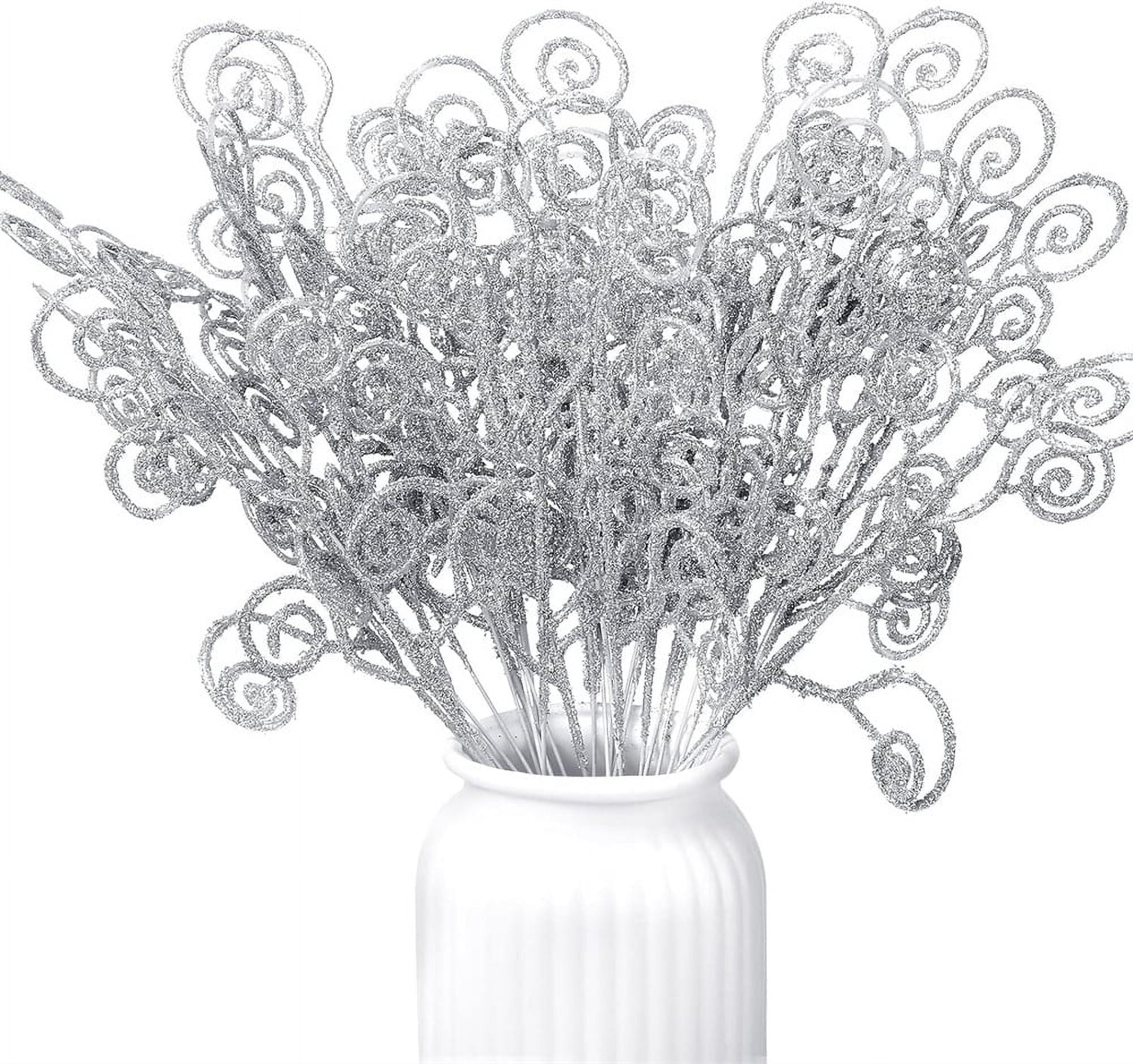 NOGIS 20 Pcs Christmas 12" Artificial Glitter Candy Stems Ornaments ...