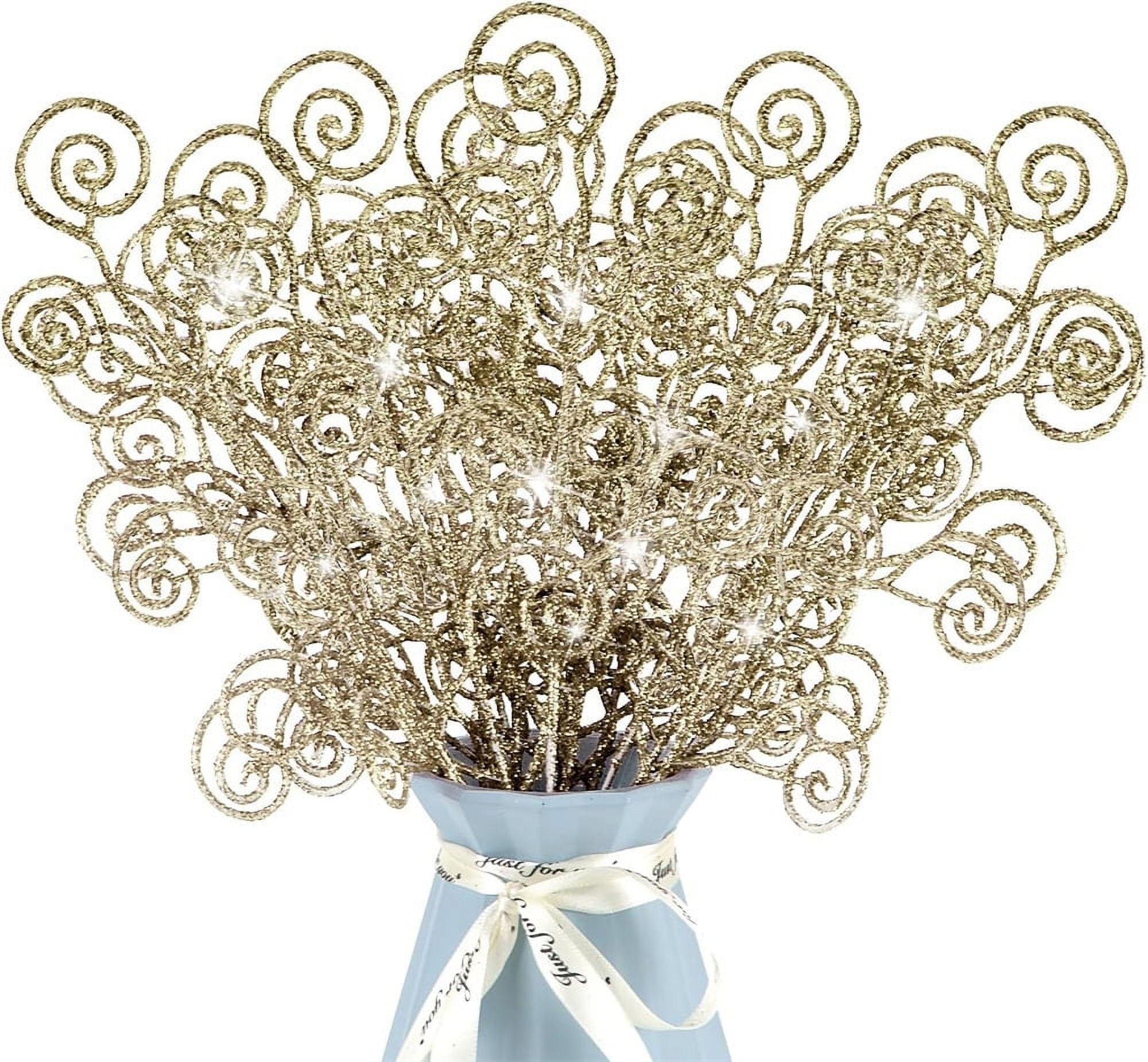 NOGIS 20 Pcs Christmas Tree Picks Candy Shape Curly Sticks and Sprays, Glitter Artificial ...