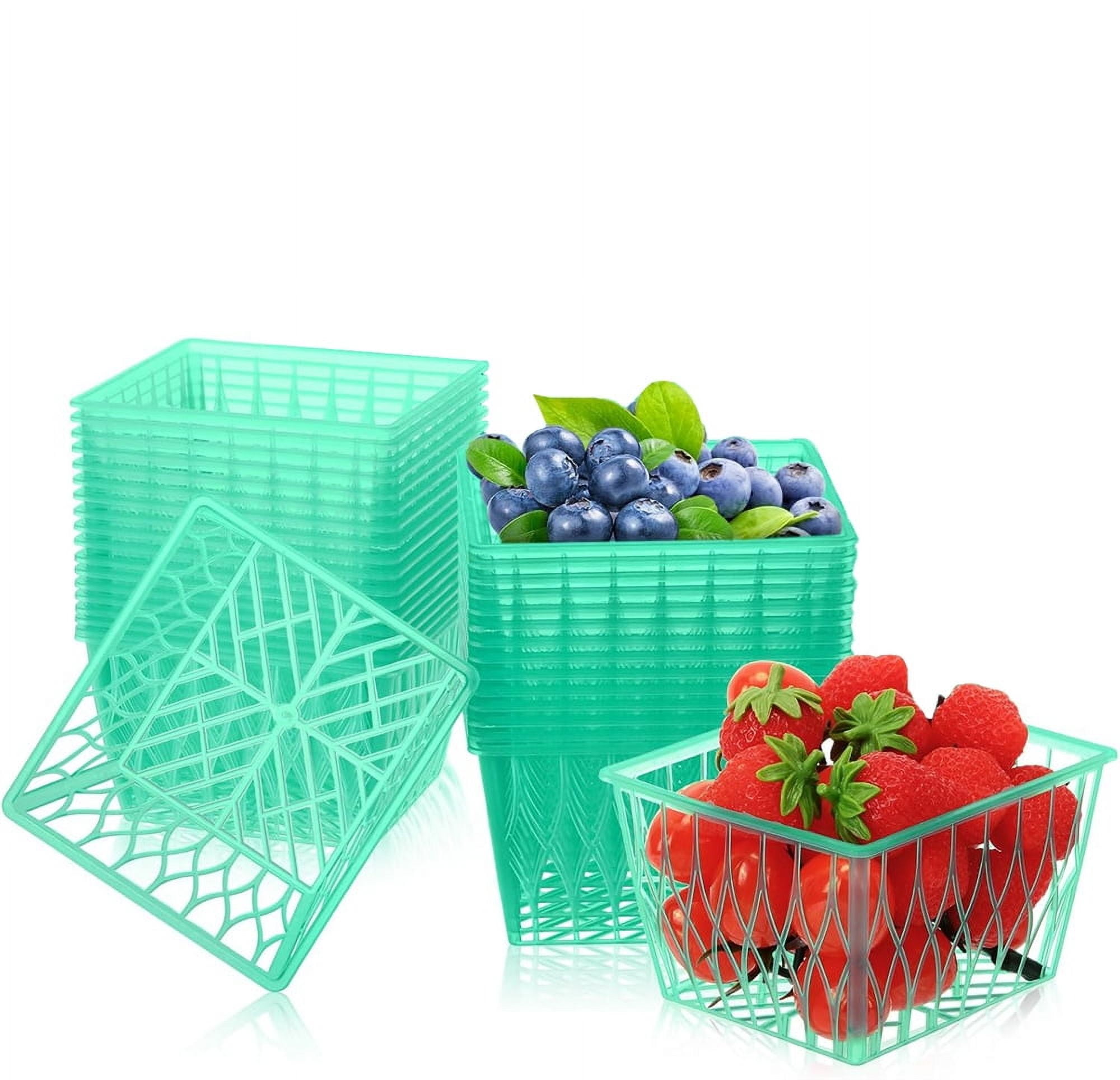 NOGIS 20 Pcs Plastic Berry Baskets Boxes Green Strawberry Basket with ...