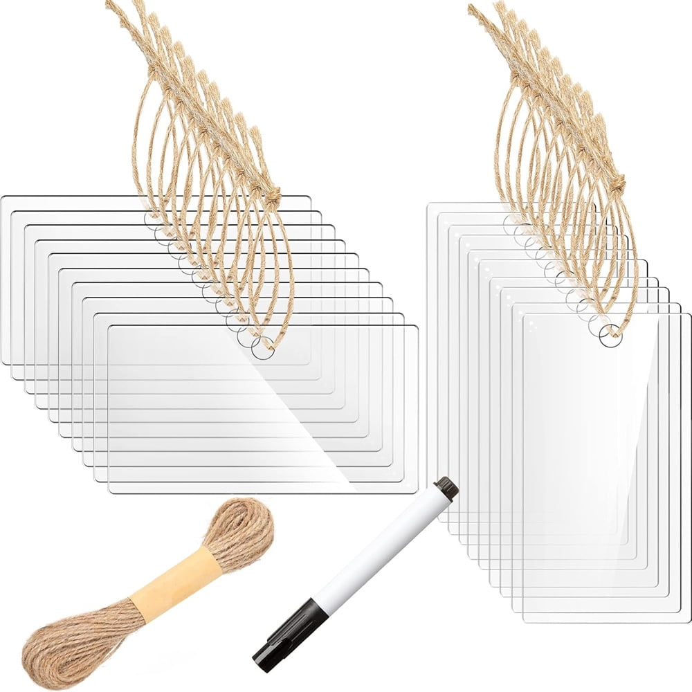 NOGIS 20 Pieces Acrylic Basket Labels Blank Acrylic Organizer Hanging ...