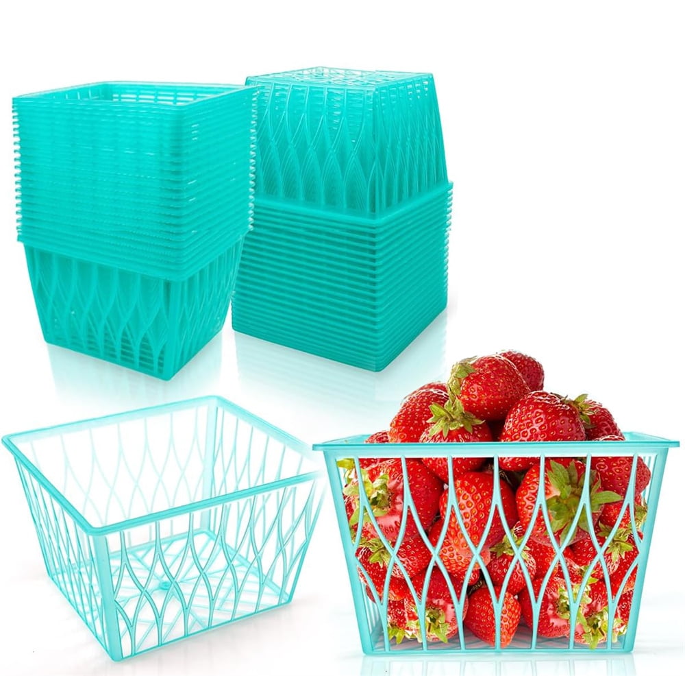 NOGIS 20 Plastic Berry Baskets Berry Boxes Green Strawberry Baskets ...