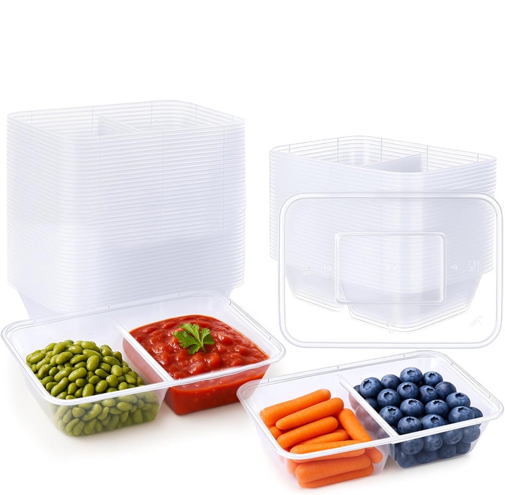 NOGIS 20 Set Reusable Snack Containers with Lids, Double Compartment ...