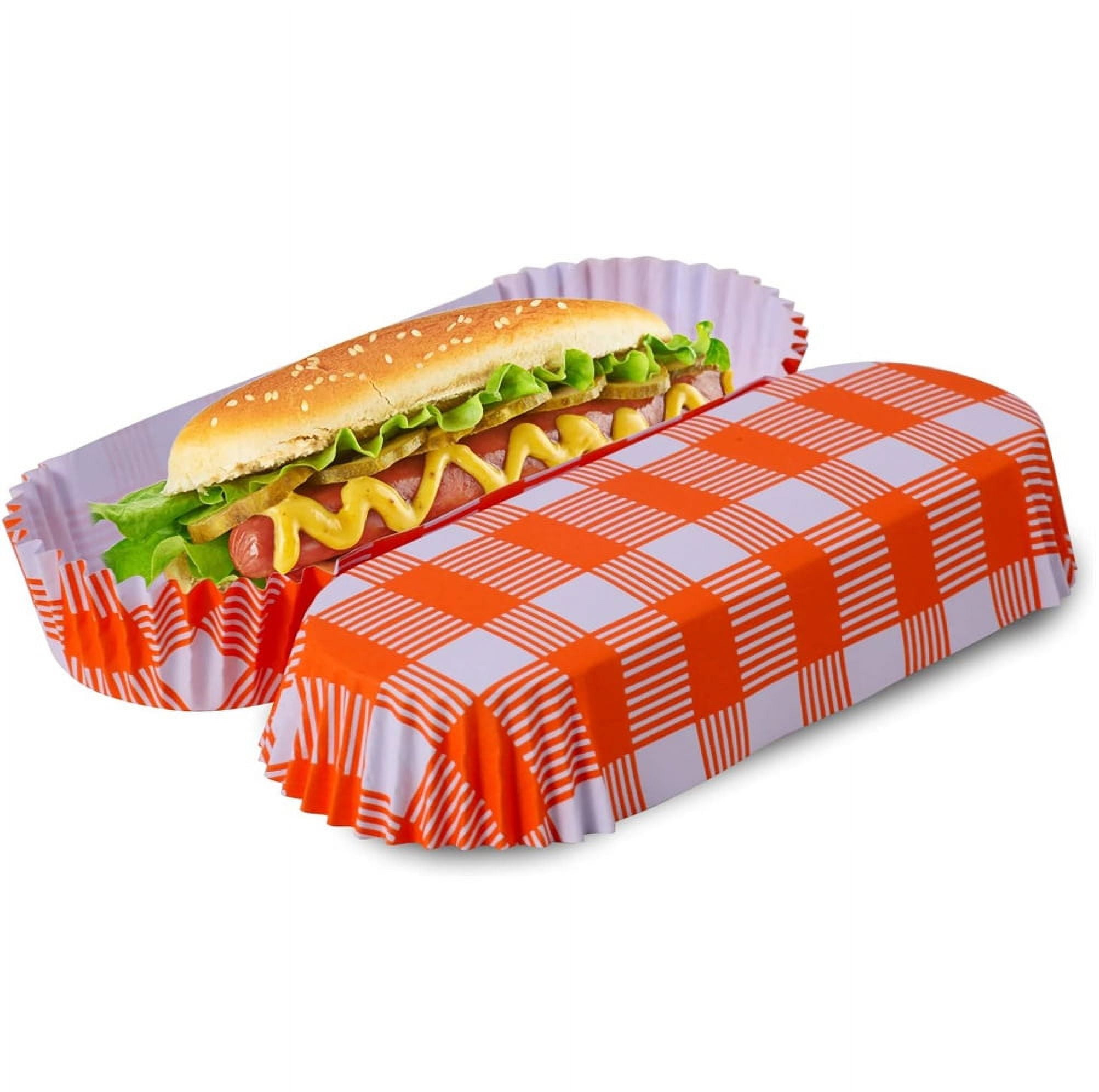 NOGIS 200Pcs Home Paper Hot Dog Trays- 5.5” Rectangular Fluted Hot Dog ...