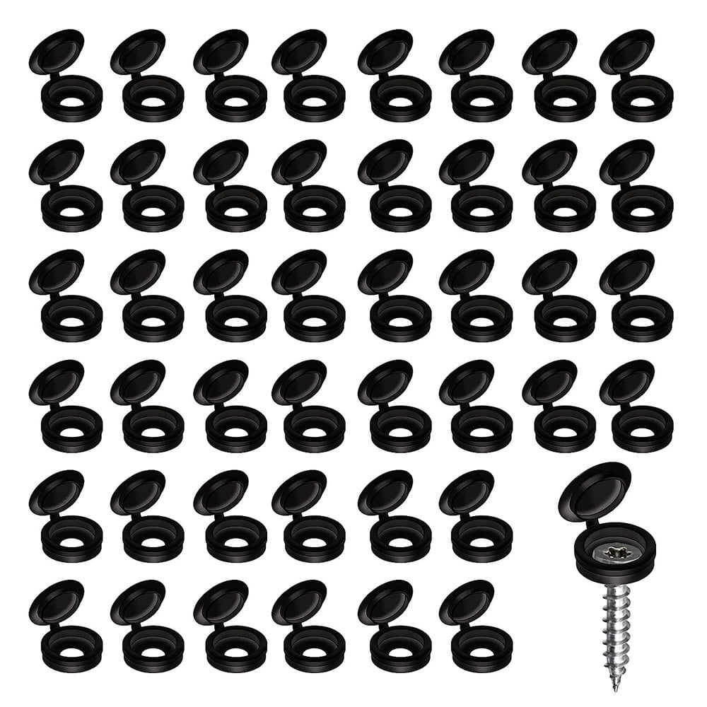 NOGIS 200pcs Screw Cover Caps, Black Plastic Screw Caps Folding Screw ...