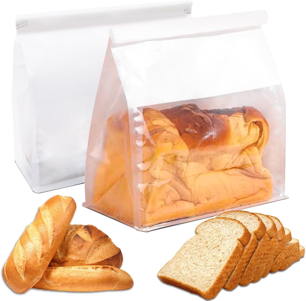NOGIS 20Pack Bread Bags for Homemade Bread, Paper Bakery Bags with Window, Tin Tie Tab Lock Bags ...
