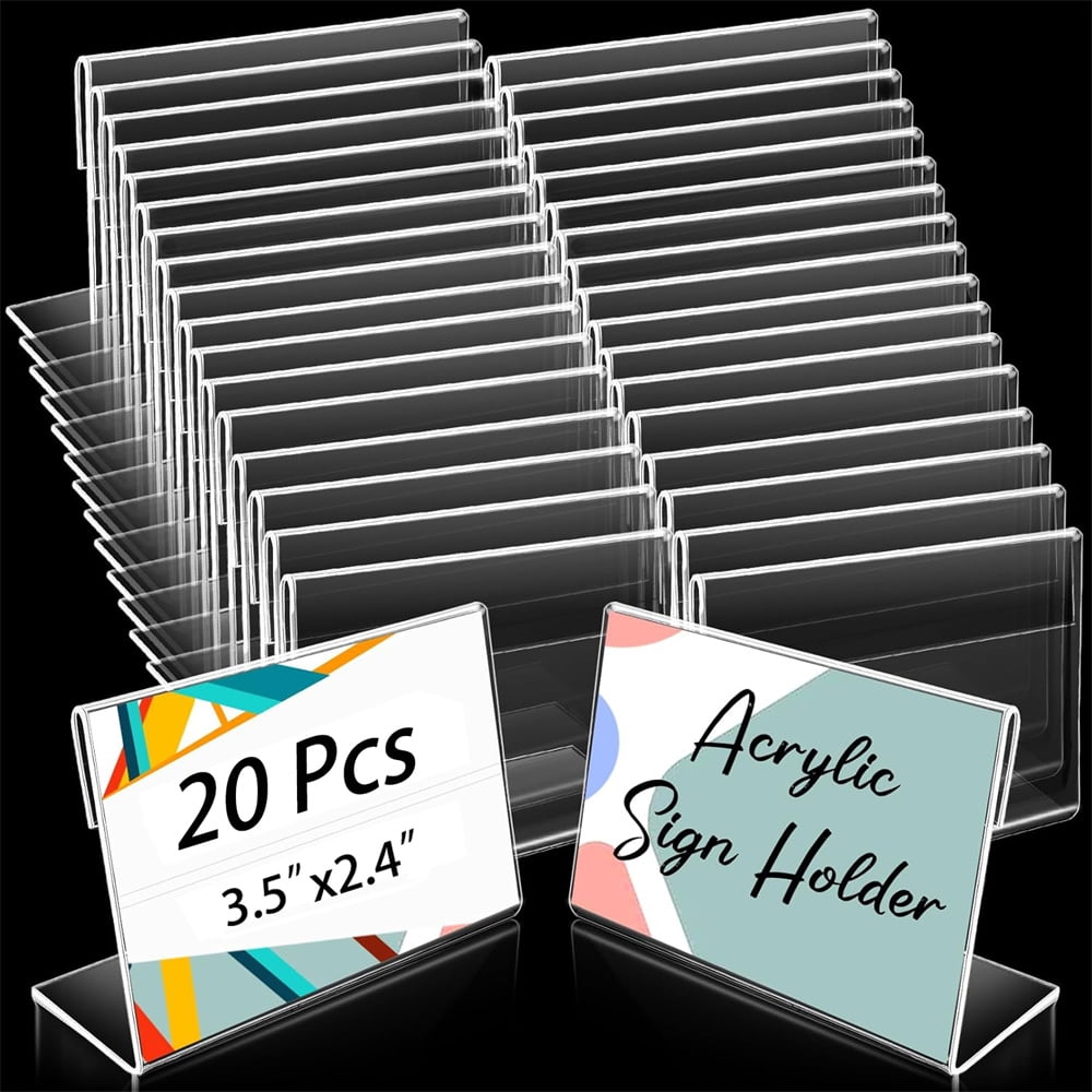 NOGIS 20Pcs Mini Acrylic Sign Holder,3.5 x 2.4 Inches Clear Sign ...