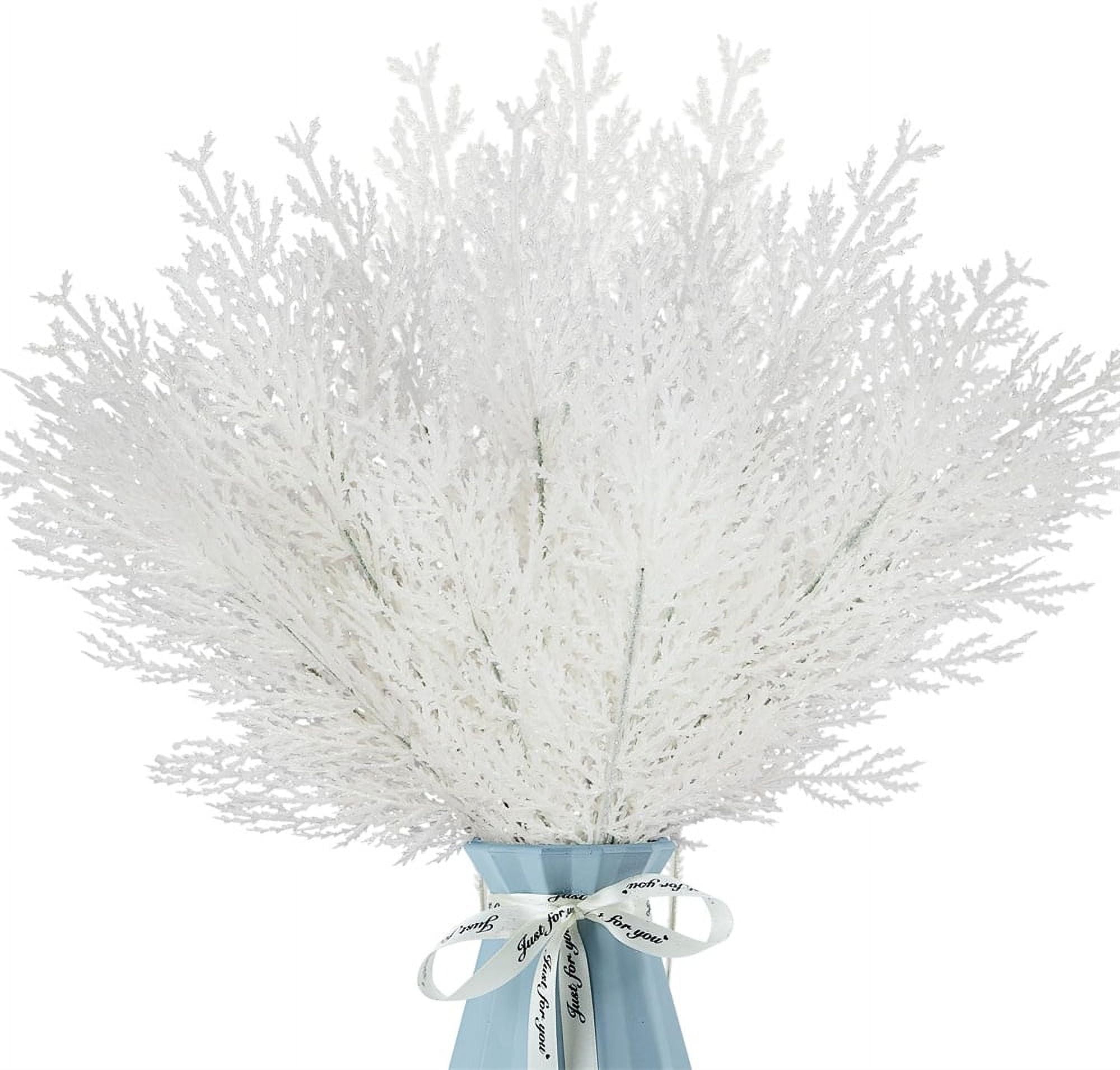 NOGIS 24-Pack Artificial Glitter Pine Tree Twig Ornaments, Decorative ...