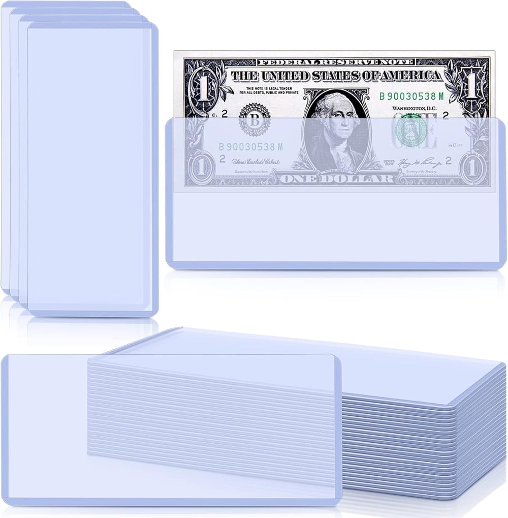 NOGIS 24 Pack Dollar Bill Sleeves - 6.9" x 2.95" Clear Currency Sleeves ...