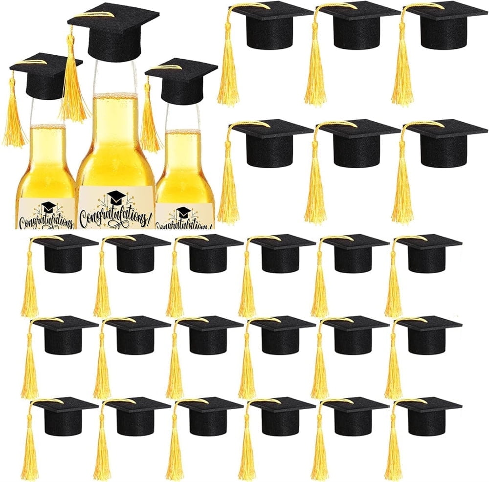 NOGIS 24 Pcs Mini Graduation Caps Decorations, Class of Small Black ...
