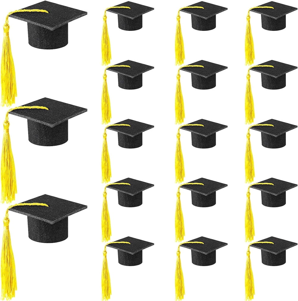 NOGIS 24 Pieces Mini Graduation Caps with Tassels Graduation Wine ...