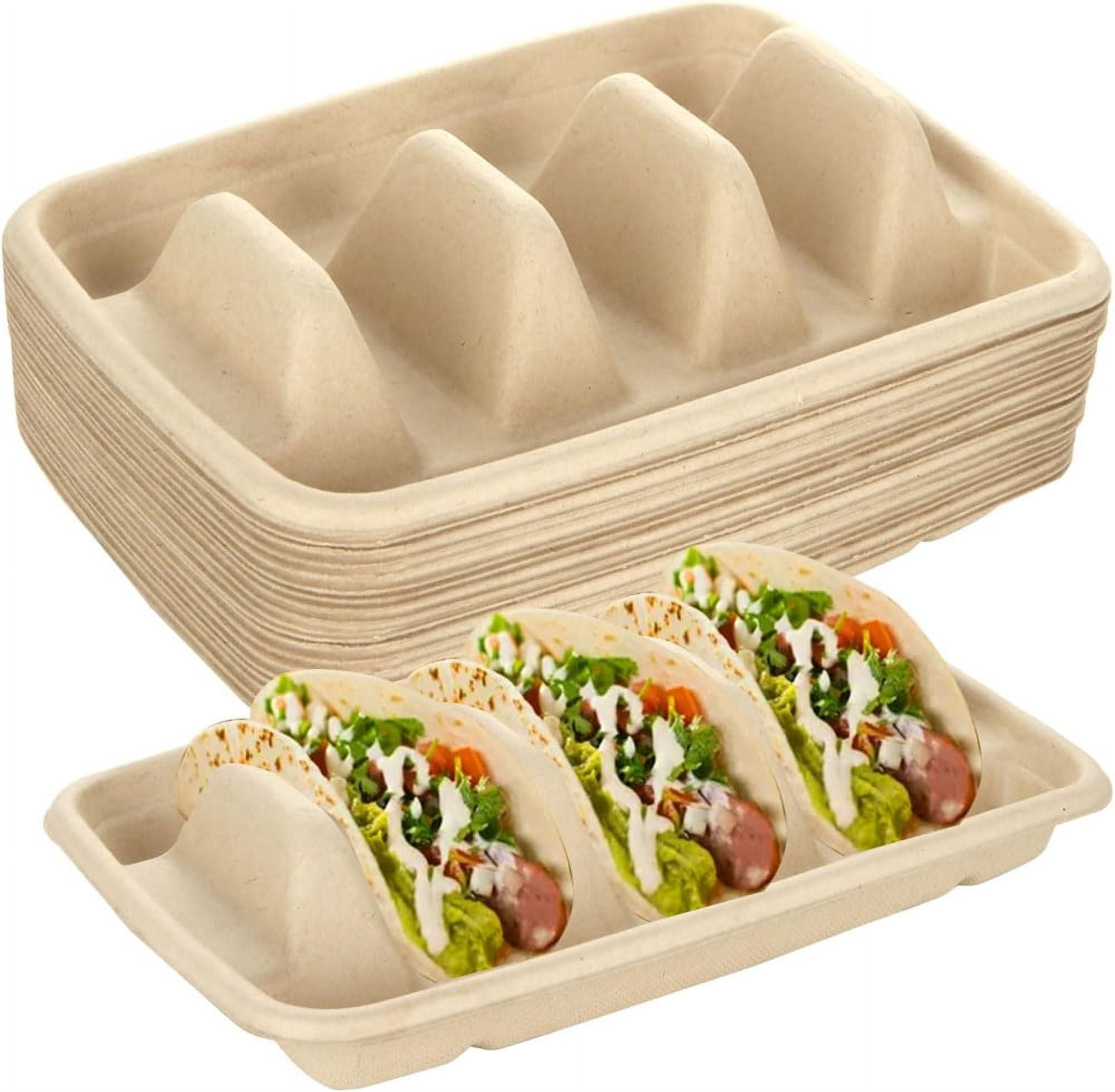 NOGIS 25 Pieces Disposable Taco Plate with 3 Compartments Made of Pulp ...