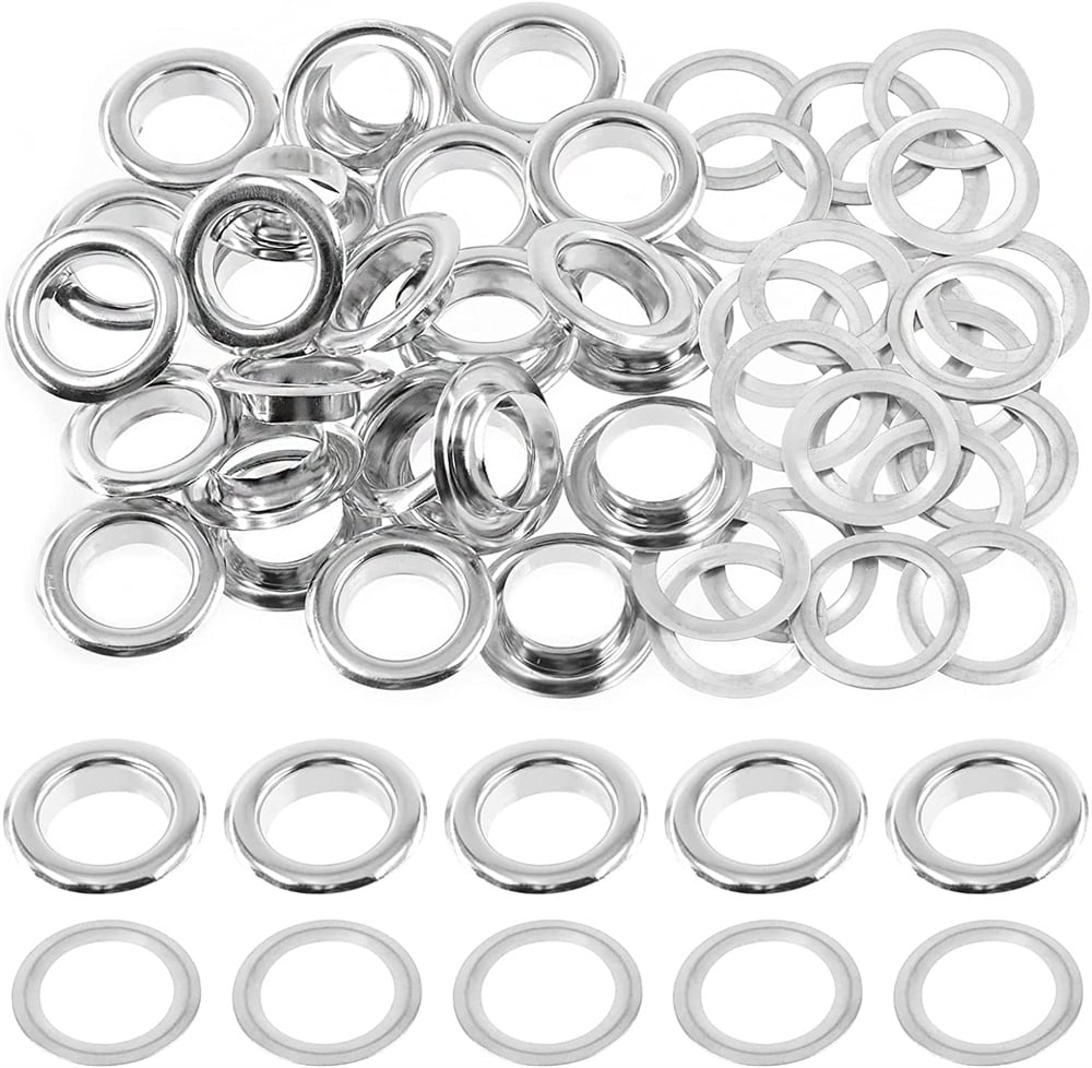 NOGIS 25 Sets 1" 25mm Thickened Grommets Eyelets with Washers, Silver ...