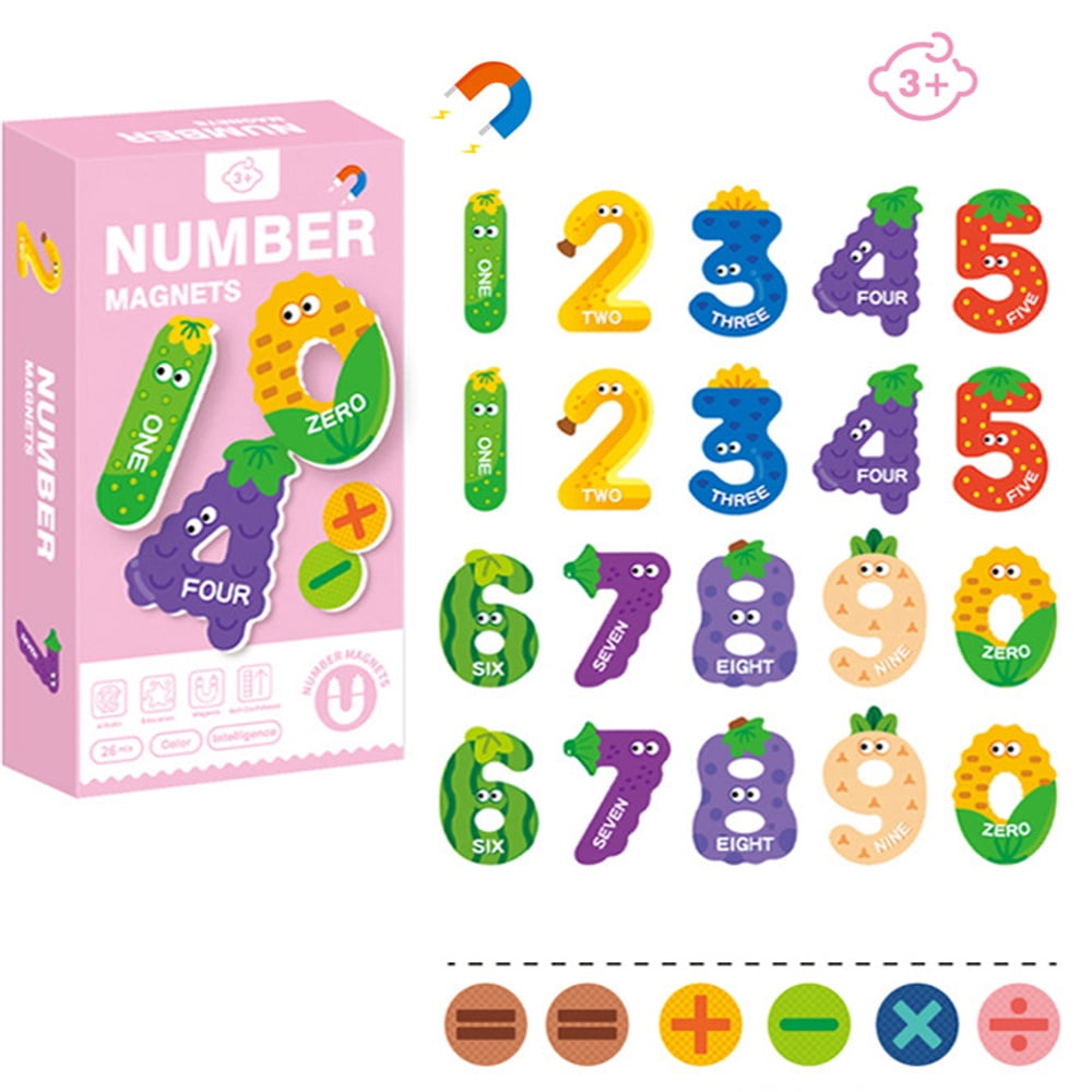 NOGIS 26 PcsMagnetic Numbers Fridge Magnets Colorful Fruit Shape Number ...