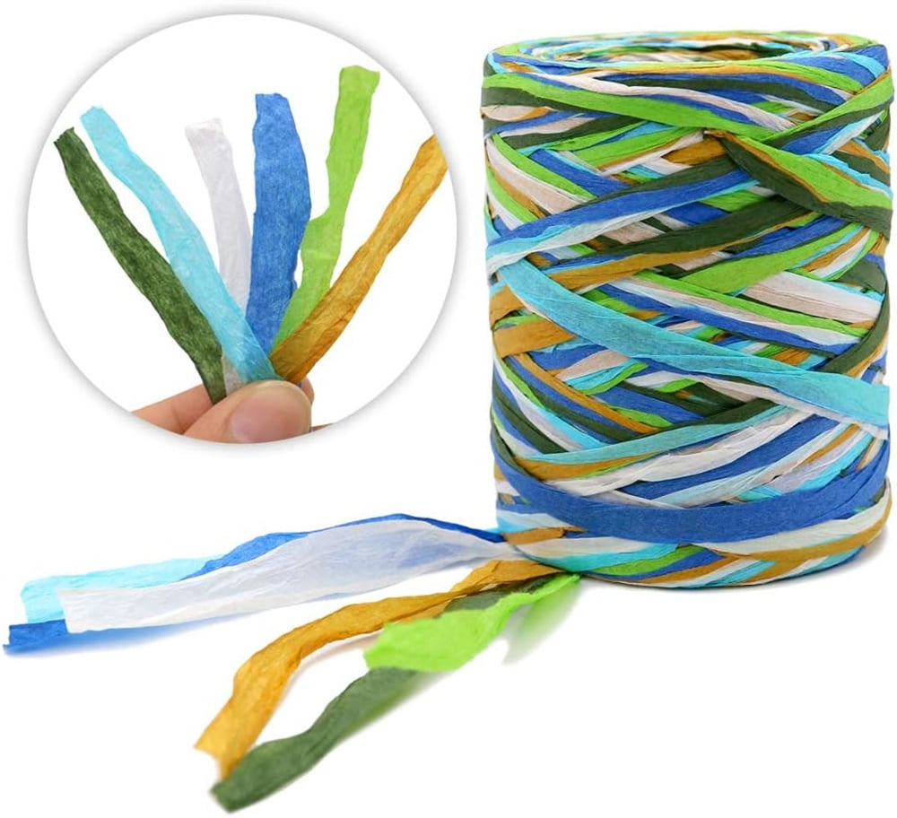 NOGIS 262 Feet/80m Colored Raffia Paper Ribbon, 6 Colors Raffia Paper ...