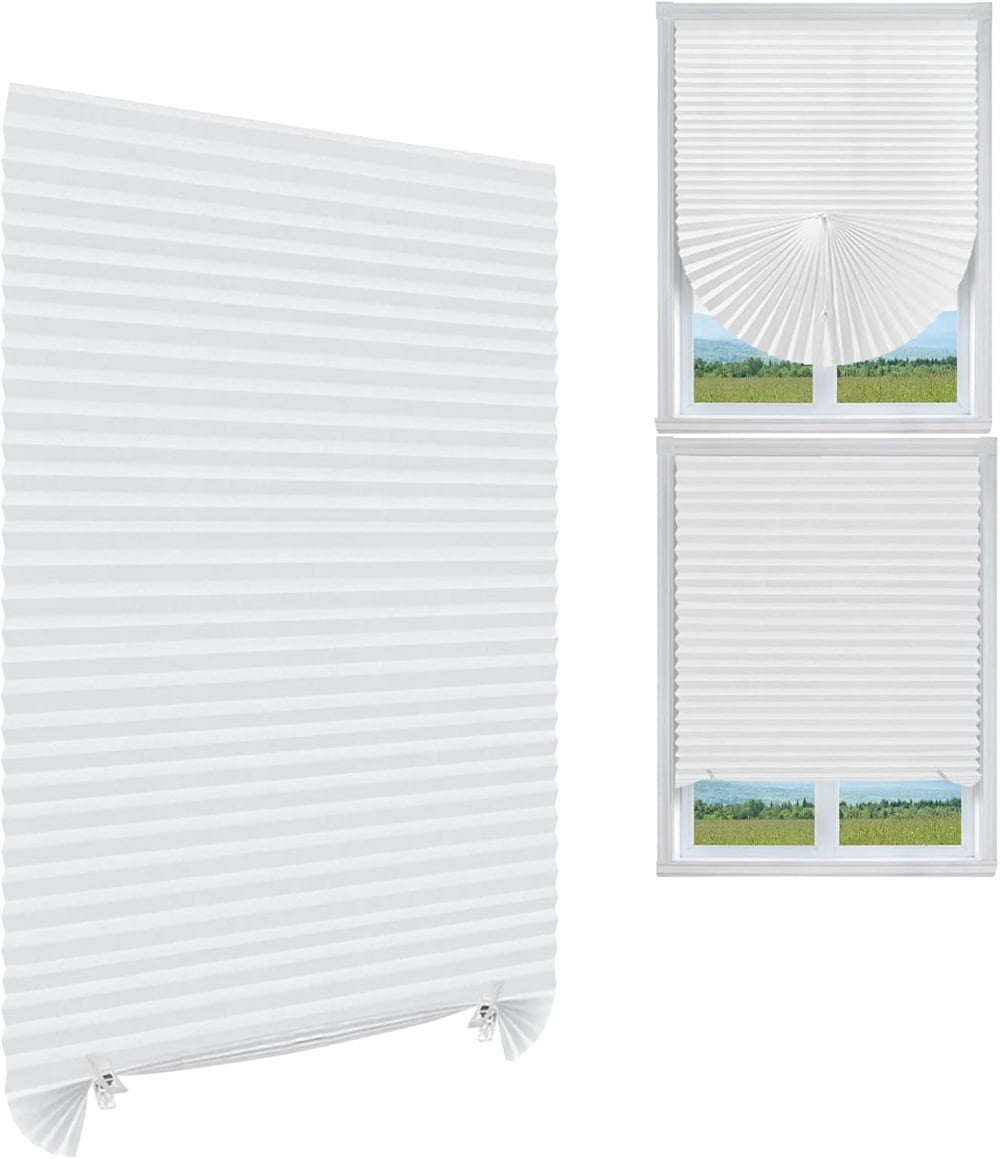 NOGIS 2Pcs Cordless Blackout Pleated Fabric Shade Window Shades Blinds ...