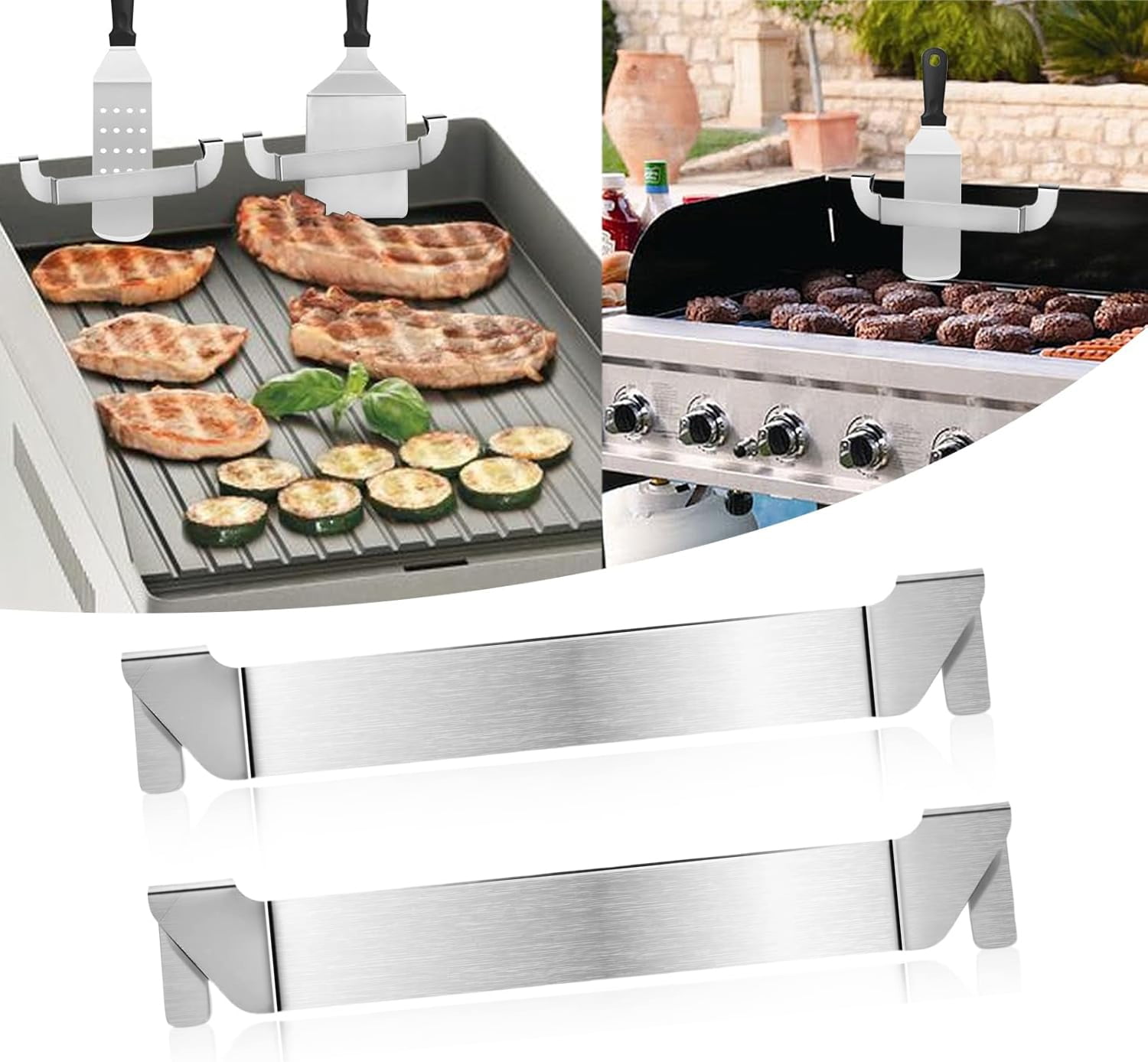 NOGIS 2Pcs Griddle Spatula Holder, Grill Barbecue Tool Rack Hold ...