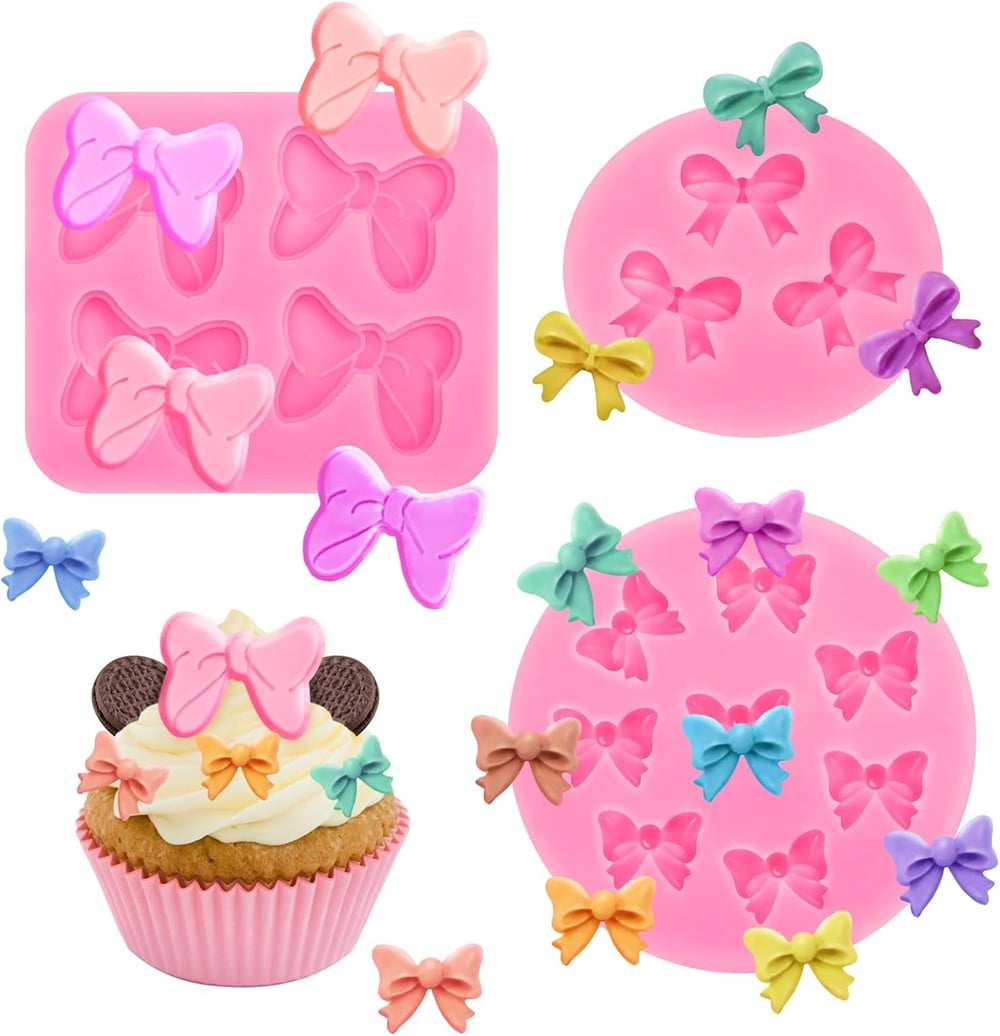 NOGIS 3 Pack Bows Silicone Mould, Bow Fondant Sugar Mould Craft Molds ...