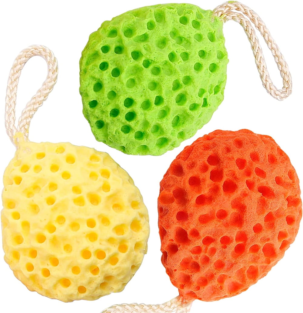 Nogis 3 Pack Natural Bath Sponges Loofah Shower Sponge Body Scrubber