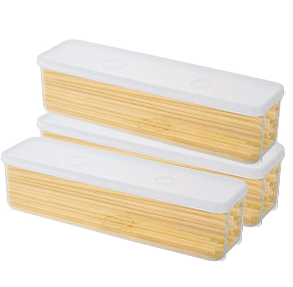 NOGIS 3 Pack Plastic Pasta Container, Clear Spaghetti Storage Container ...
