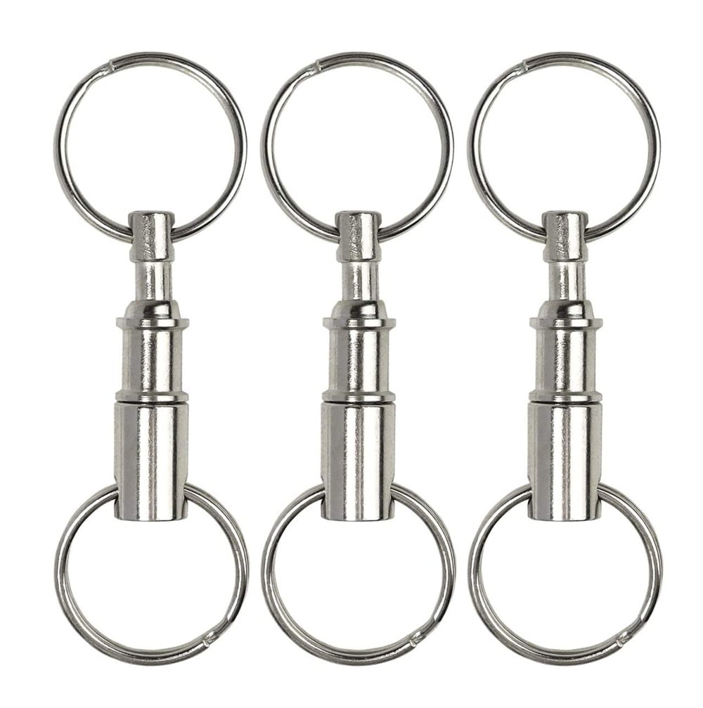 NOGIS 3 Pack Quick Release Detachable Pull Apart Keychain Silver Dual ...
