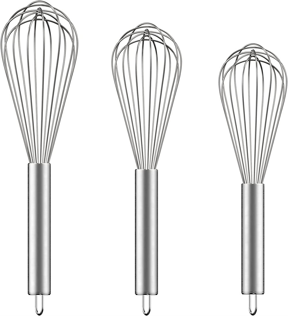 NOGIS 3 Pack Metal Whisks 8"+10"+12", Kitchen Tools for Cooking ...