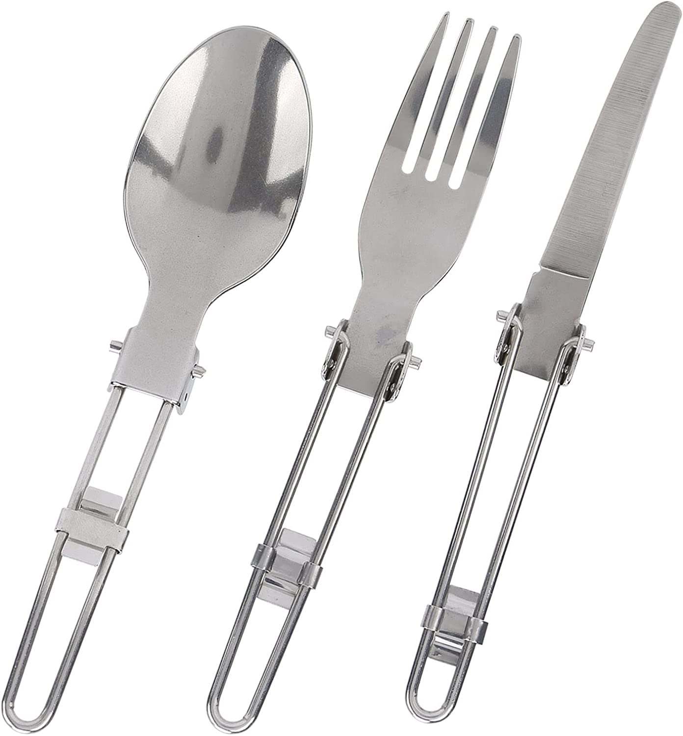 NOGIS 3 in 1 Stainless Steel Camping Utensil Set ,1 Set Portable ...