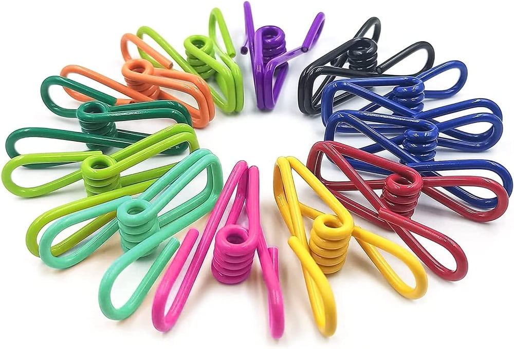 NOGIS 30 Pack Steel Wire Clip Utility Clips Colorful Coated Windproof ...