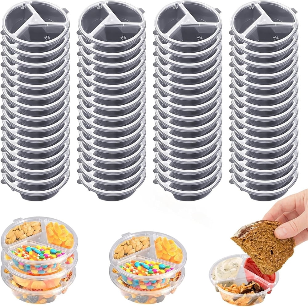 NOGIS 30 Pcs 3 Compartment Condiment Containers with Lids Disposable ...