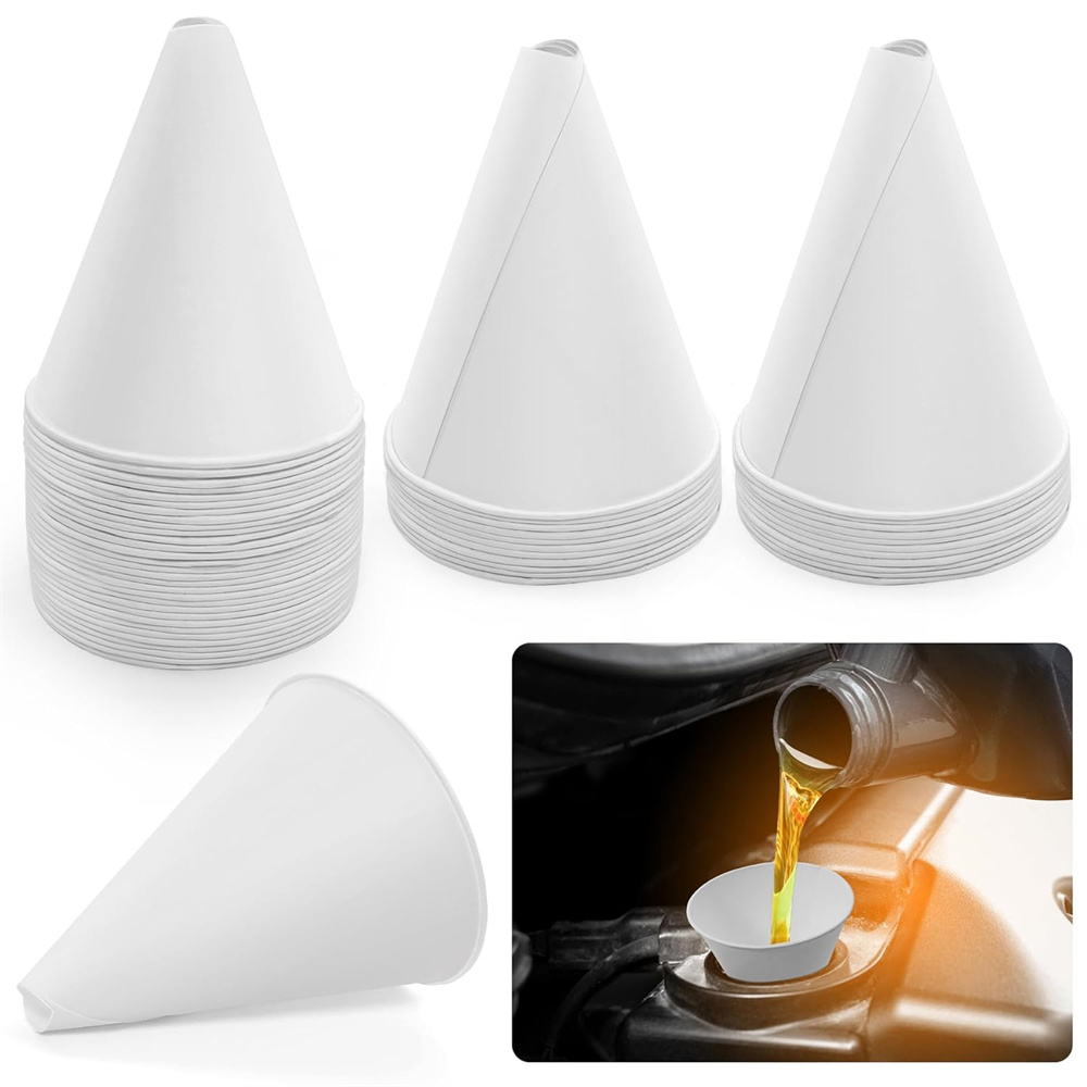 NOGIS 30 Pcs Disposable Engine Oil Funnel, Motor Oil Funnel Paper ...