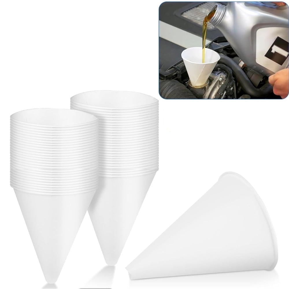 NOGIS 30 Pcs Disposable Engine Oil Funnels Paper Engine Oil Funnel ...