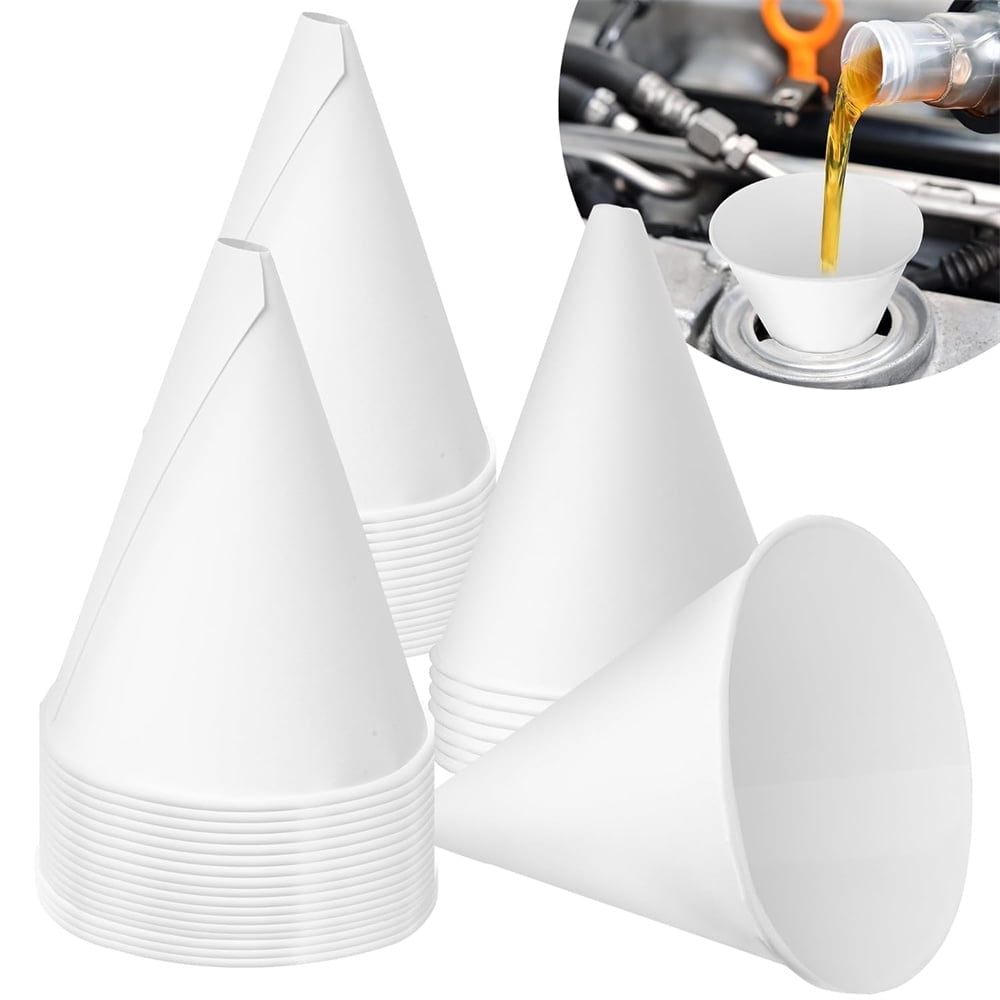 NOGIS 30 Pcs Disposable Engine Oil Funnels- Paper Funnels for Motor Oil ...