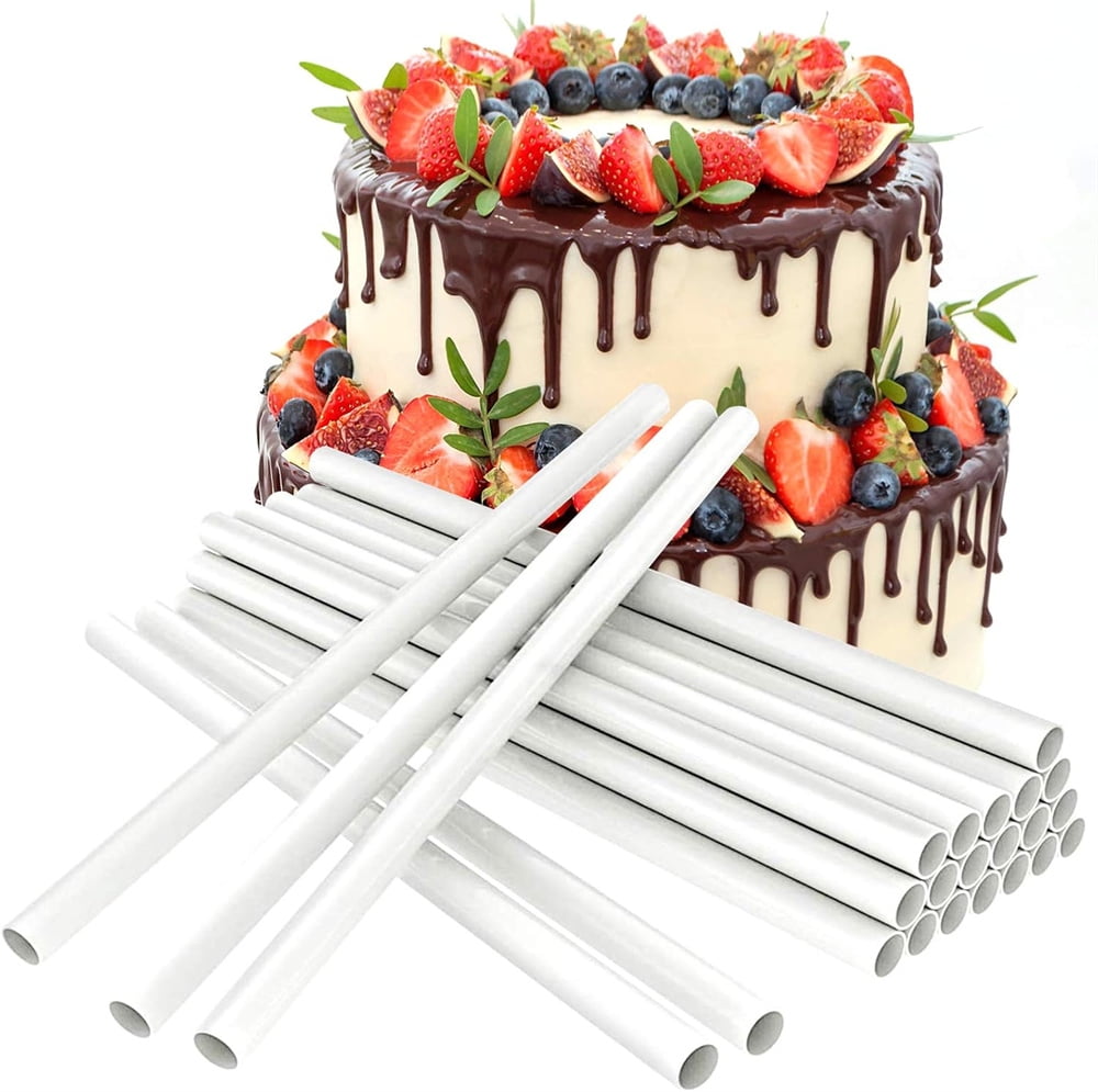 NOGIS 30 Pcs Plastic Cake Dowel Rod White Cake Dowel Rods, Tiered Cake ...