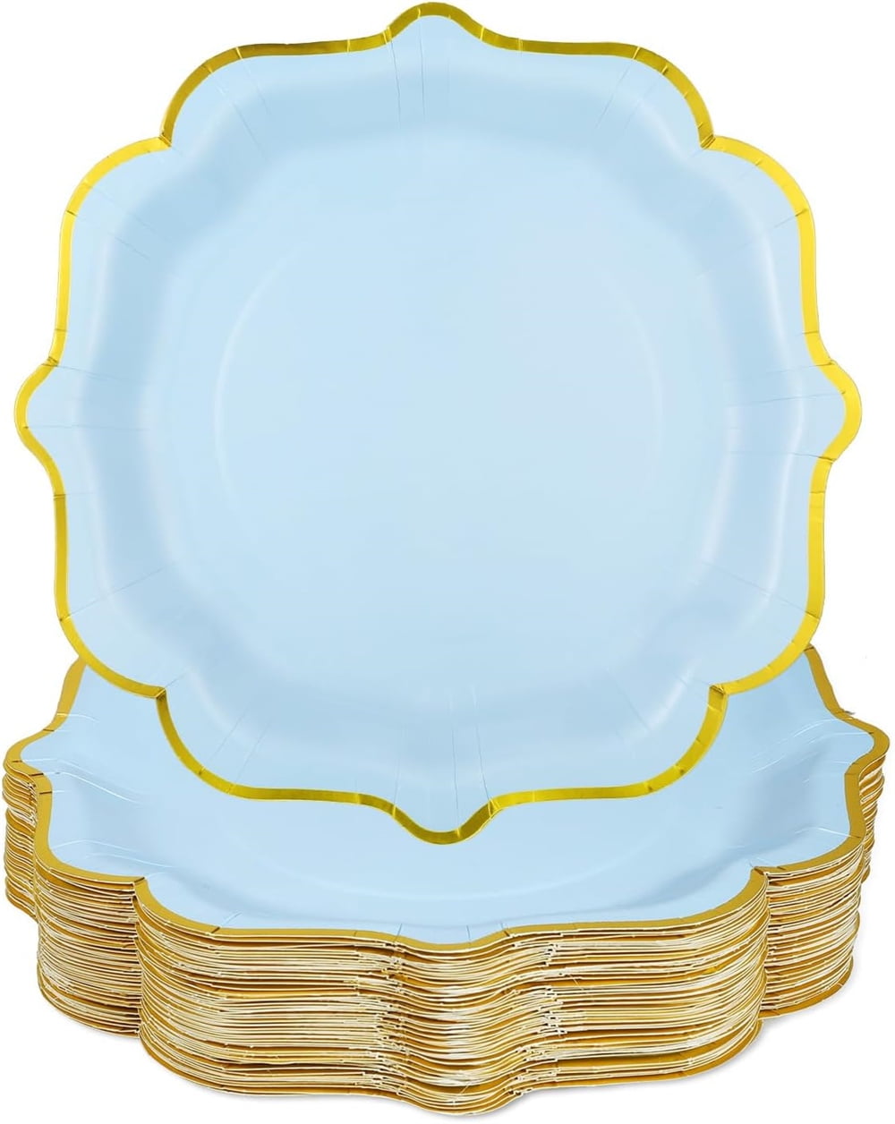 NOGIS 30 Pcs Scalloped Plates, 8.5 Inch Blue Dessert Paper Plates Cake ...