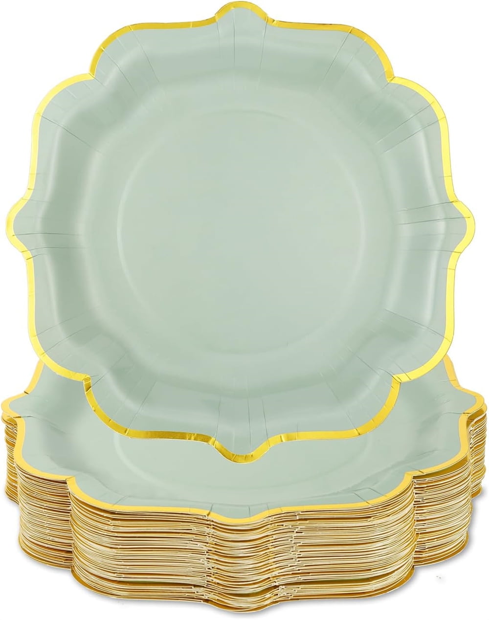 NOGIS 30 Pcs Scalloped Plates, 8.5 Inch Green Dessert Paper Plates Cake ...