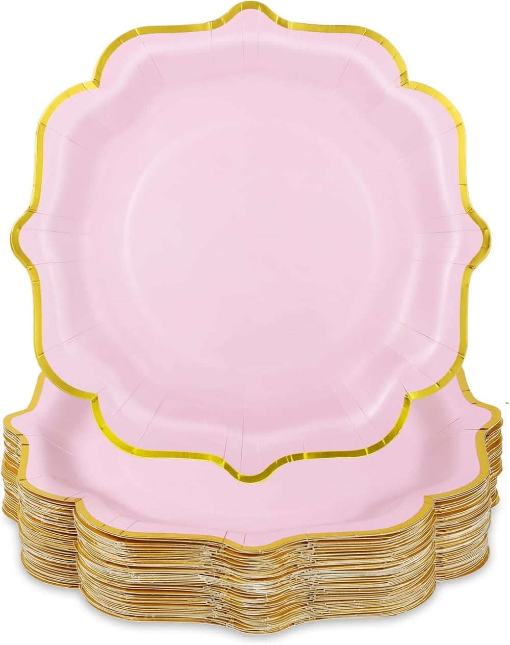 NOGIS 30 Pcs Scalloped Plates, 8.5 Inch Pink Dessert Paper Plates Cake ...