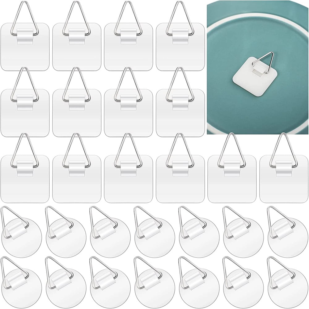 NOGIS 30 Pieces Invisible Adhesive Plate Hanger Plastic Adhesive ...