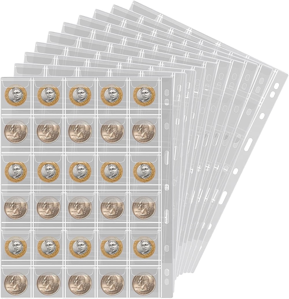 NOGIS 30-Pocket Coin Pages for Collectors, Standard 9-Hole Coin ...