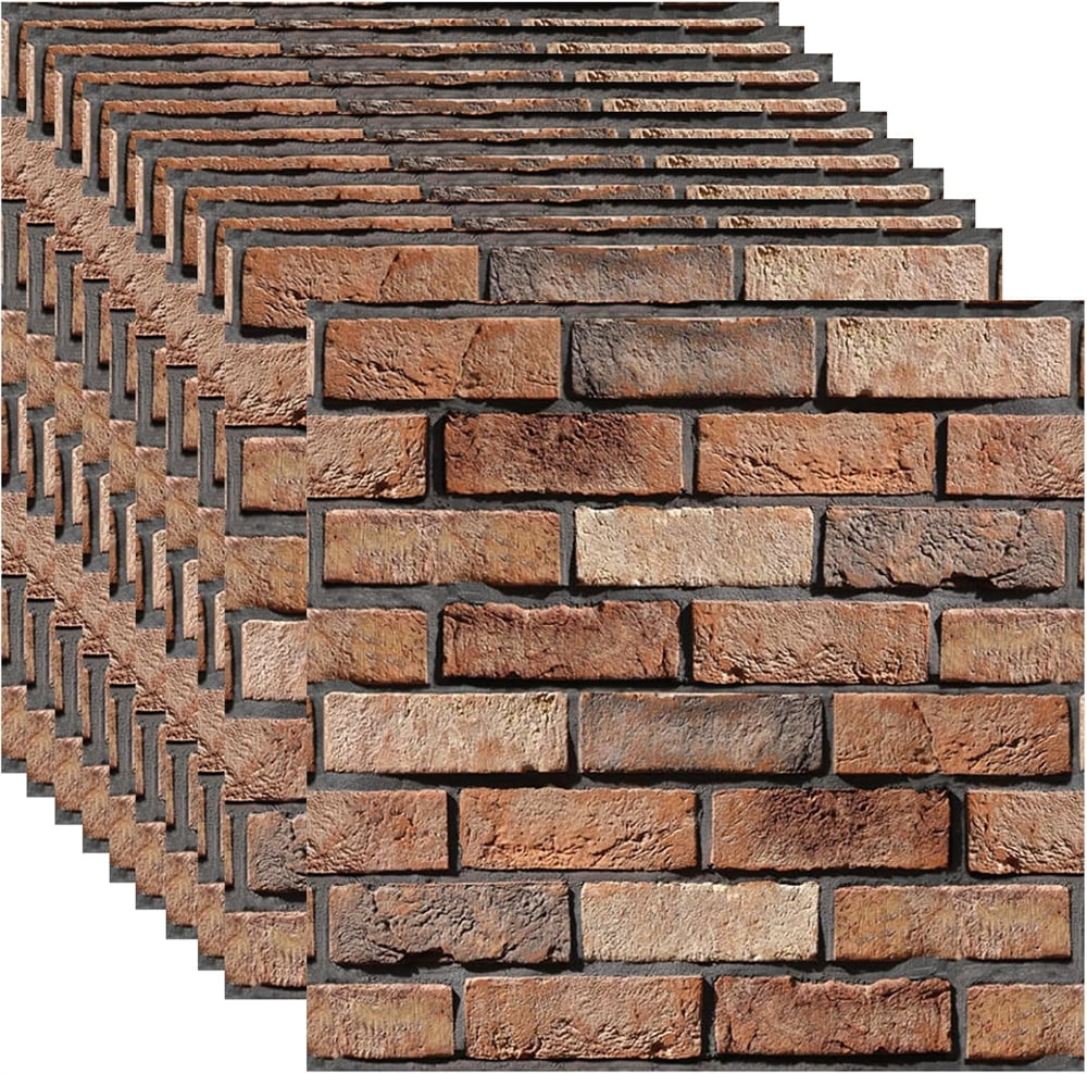 NOGIS 3D Wall Panels Peel and Paste,10 Pcs 3D Brick Wallpaper Peel ...