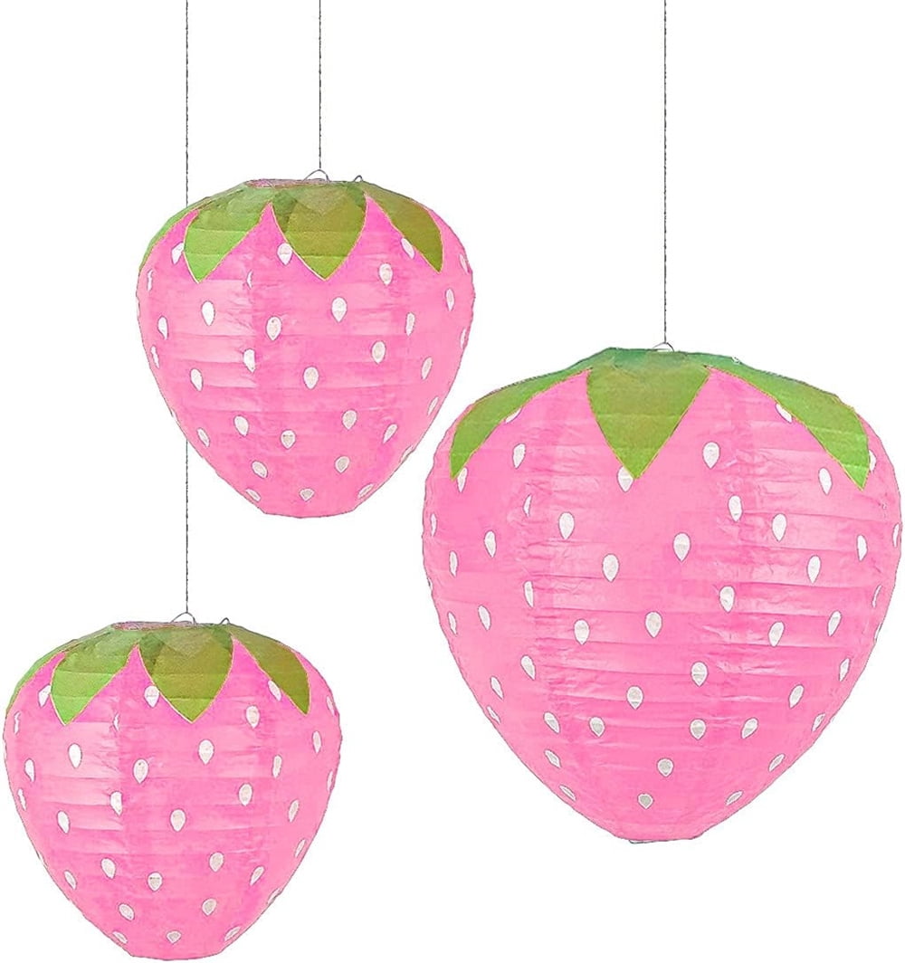 NOGIS 3Pcs Strawberry Paper Lantern Hanging Strawberry Decoration ...