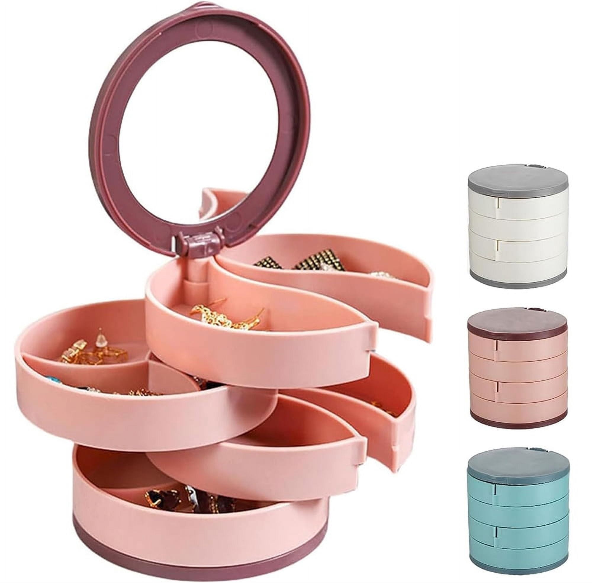 NOGIS 4 Layer Rotating Earring Storage with Mirror,4 Layers of 360 ...