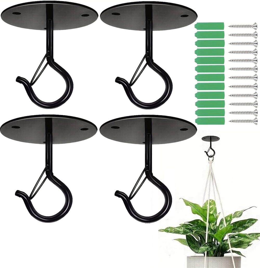NOGIS 4 Pack Ceiling Hooks for Hanging Plants with Safety Buckles ...