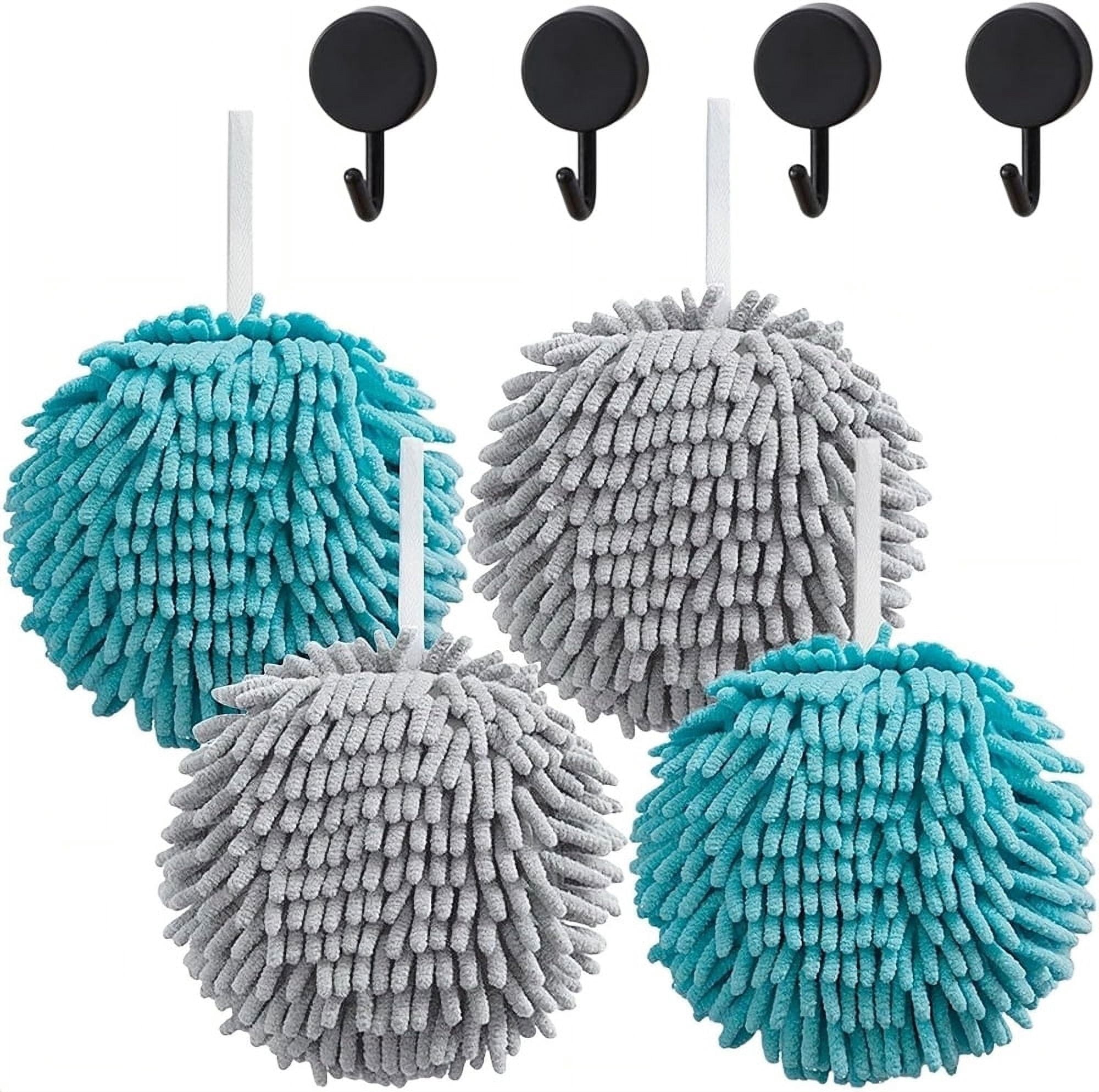 NOGIS 4 Pack Chenille Hand Towels, Hanging Soft Absorbent Quick Dry ...