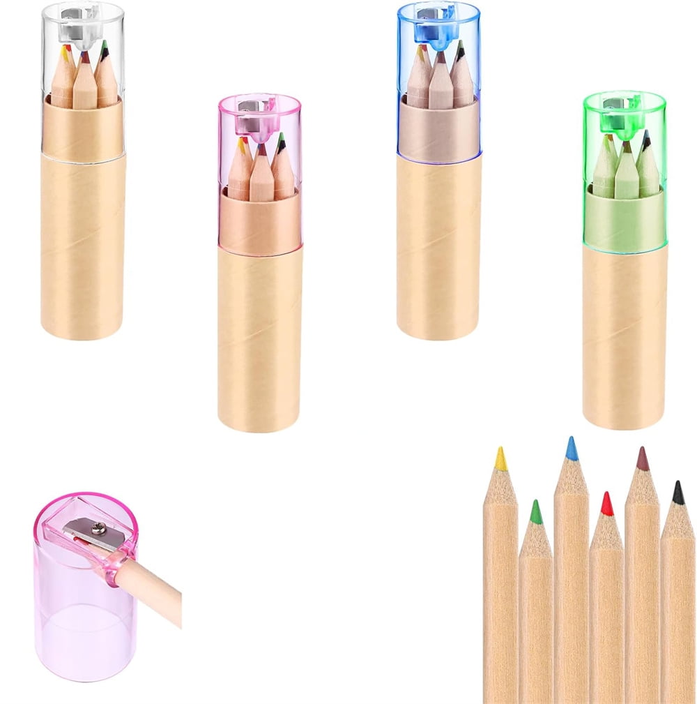 NOGIS 4 Pack Mini Drawing Colored Pencils with Sharpener, Portable ...