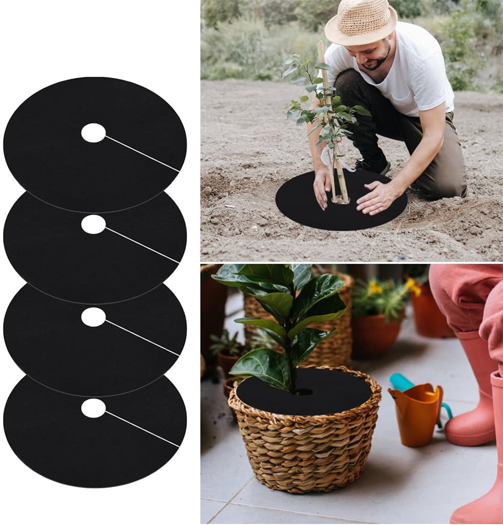 NOGIS 4 Pack Non-Woven Tree Mulch Ring, 16.5 Inch Degradable Tree ...