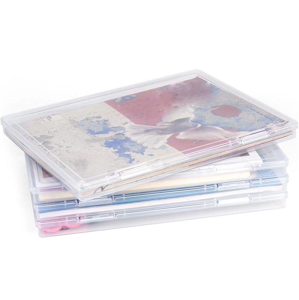 NOGIS 4 Pack Photo Storage Box, Large Plastic Scrapbook Paper ...