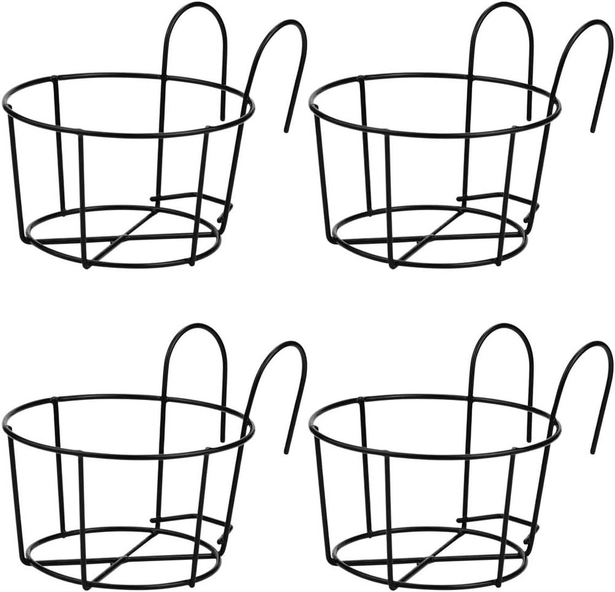 NOGIS 4 Pack Round Hanging Railing Planters Basket Metal Balcony ...