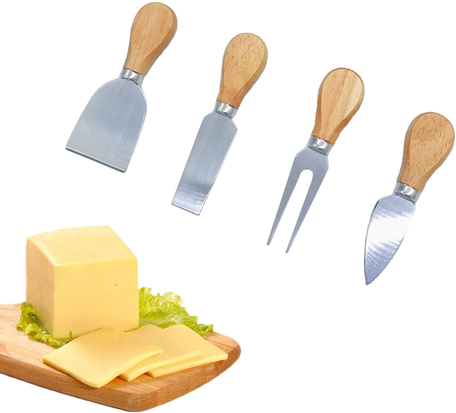 NOGIS 4 Pcs Set of Premium Cheese Knives - Stainless Steel Mini Cheese ...