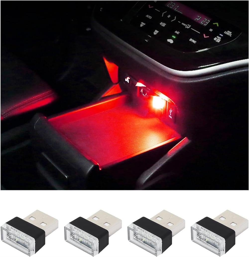 NOGIS 4 Pcs USB LED Car Interior Atmosphere Lamp, Night Light Mini Led ...
