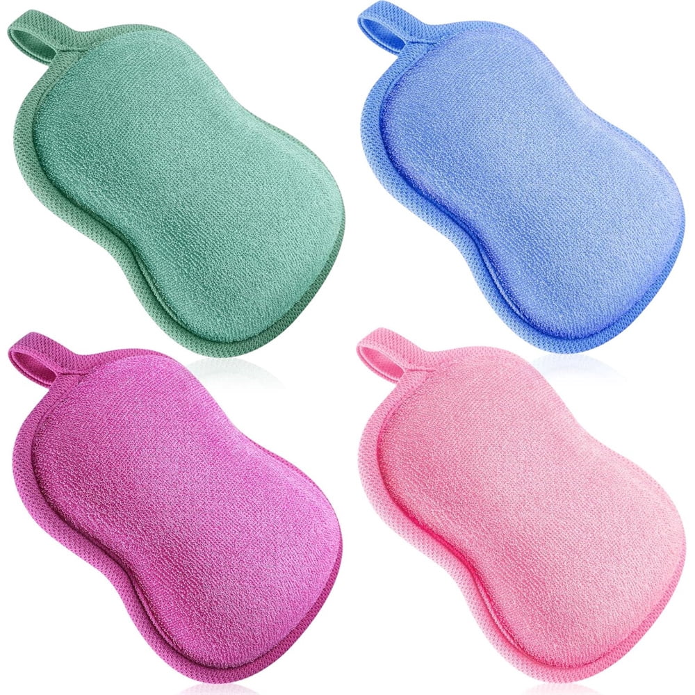 NOGIS 4 Pieces Baby Bath Sponge Cotton Baby Sponge Soft and Absorbent ...